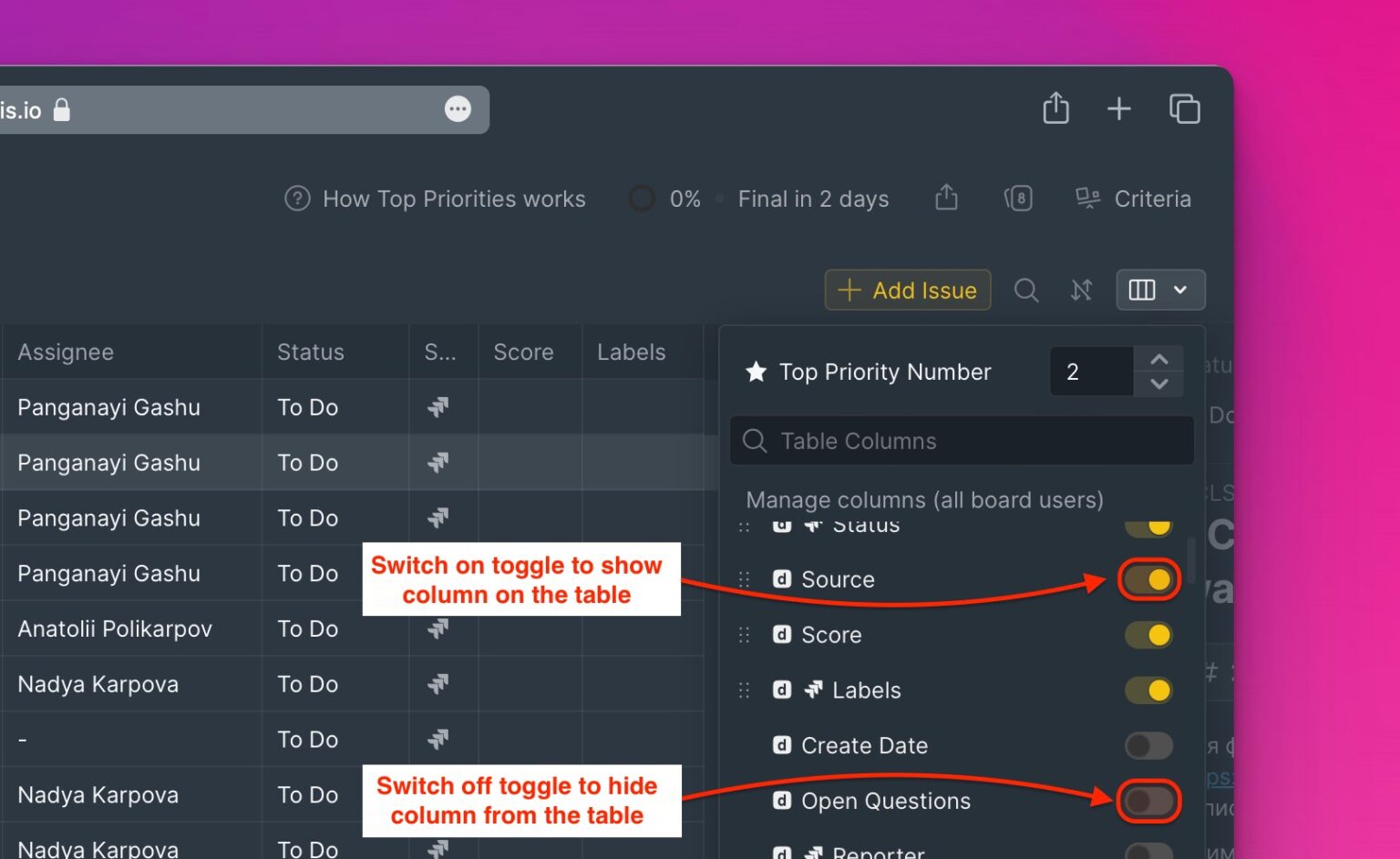 Customizing Columns in Table View - Ducalis.io