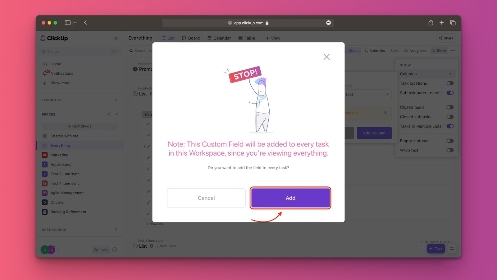 Two-Way Sync with ClickUp: Adding Custom Fields For the Entire Workspace - Ducalis.io