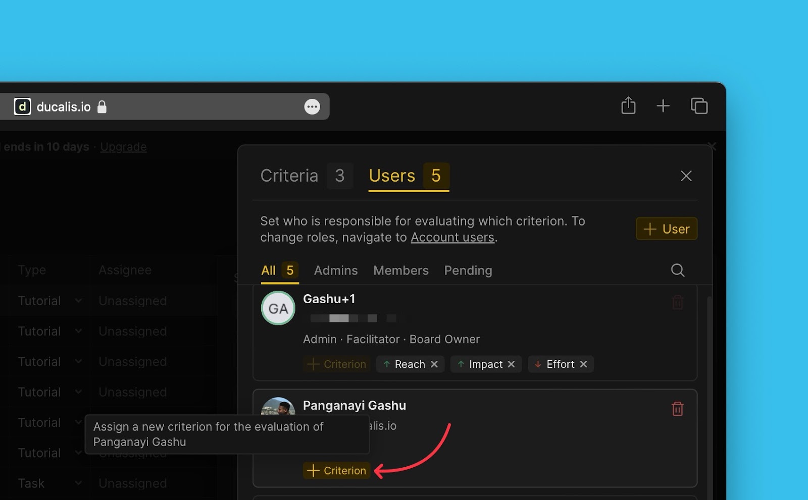 Step 3. Add Users to a Board and Assign them Criteria - Ducalis.io Step 3. Add Users to a Board and Assign them Criteria - Ducalis.io